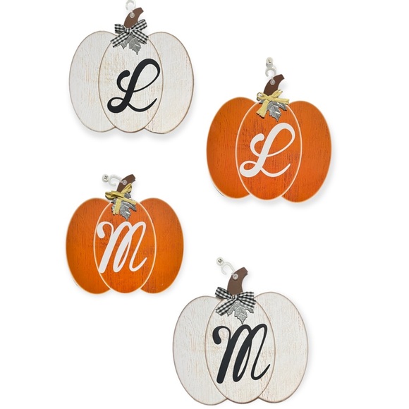 Wall Decor | Farmhouse White Orange Monogram Wooden Pumpkin Fall ...